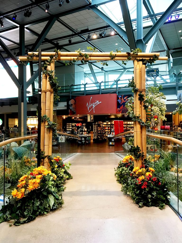 Bamboo Archway with Tropical Dressing // Vancouver Airport - Greenscape ...