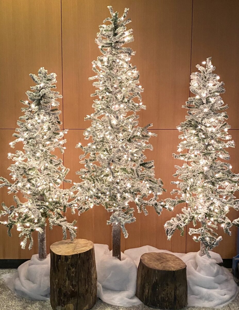 Flocked Alpine Tree Decor // Commercial Christmas Decor - Greenscape ...